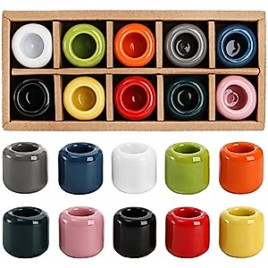 Cedilis 10pcs Ceramic Chime Candle Holder, Assorted Color Ritual Spell Candle Holder, Perfect for Spell Casting, Altar, Vigil, Witchcraft, Wiccan Supplies