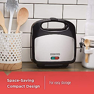 Black+Decker 3-in-1 WM2000SD 3-in-1 Waffle, Grill & Sandwich Maker, Compact Design, Black/Silver