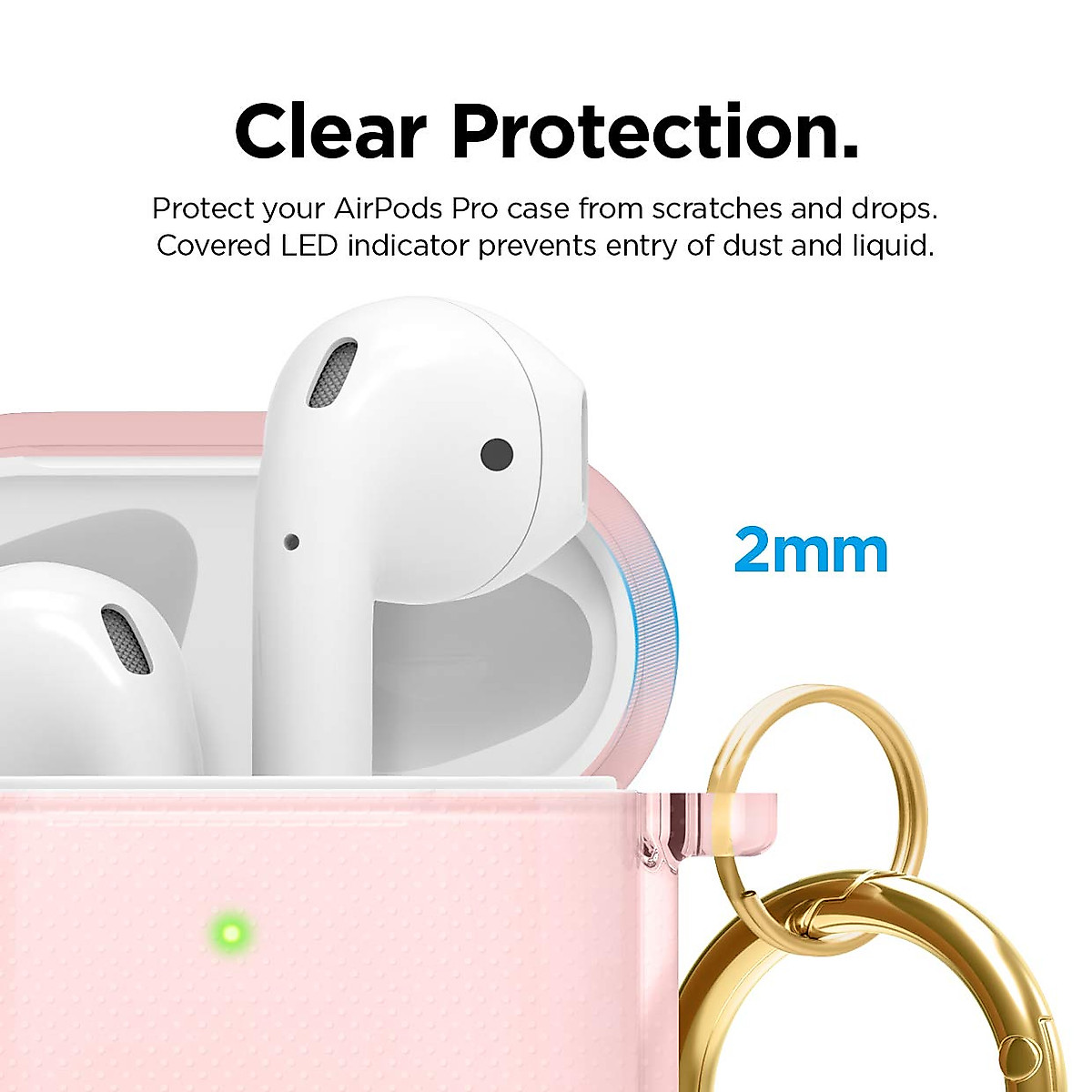 elago Clear Airpods Case with Keychain Designed for Apple Airpods 1 & 2 (Lovely Pink)