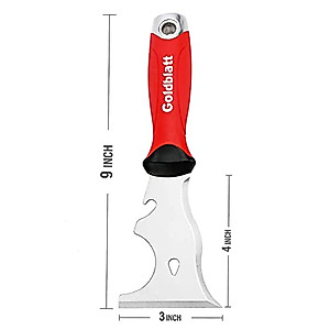 Goldblatt 9-in-1 Drywall Paint Scraper, Stainless Steel Putty Knife Scraper