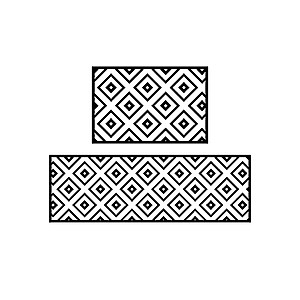 DISAKJ Kitchen Rugs and Mats Non Skid Washable Non-Slip, White and Black Area Kitchen Floor Mats Rug , Backing Mat for Doorway Mats Runner Rug Set, Geometric Design (20 x 63+20 x 31inch)
