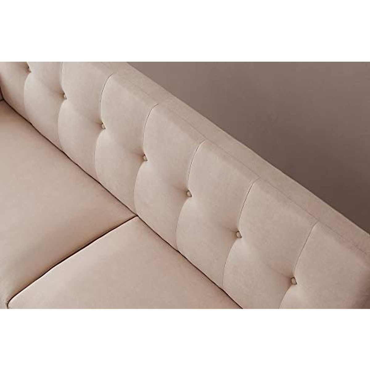 Meiyum Mid-Century Modern Loveseat/Sofa/Couch, with Upholstered Fabric in Brown for Living Room, Bedroom, Office, Apartment - Beige