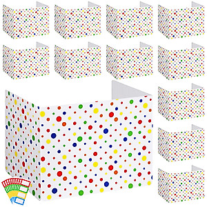 Teling Large School Privacy Boards for Student Desks Polk Dot Students Classroom Privacy Folder Study Carrel Reduces Distractions Privacy Boards for Student Desks Test Dividers 45x13.5 Inch (24 Pcs)