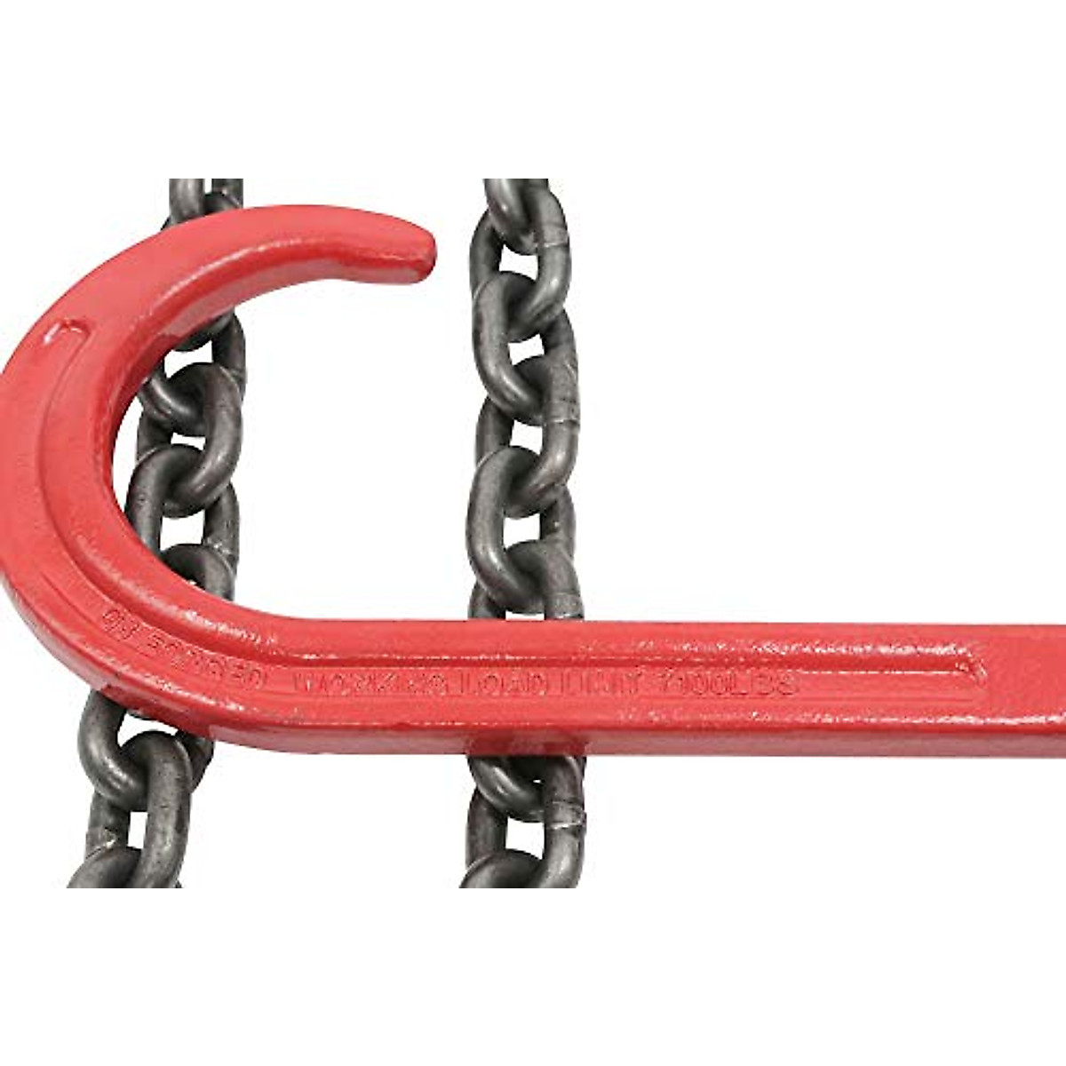 Mytee Products Grade 80 V Bridle Chain, Tow Recovery G80 3/8" x 3' Chain 7100# Lbs, Two 15" J-Hook & Eye Cradle Grab Hook