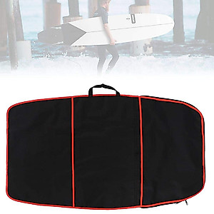 Jadeshay Surfboard Bag, 48x28 Inch Durable Polyester Bodyboard Carry Bag with Side Handle, Double Zipper & External Pocket, Suitable for Surfboard, Boogie Board, Red Stripe