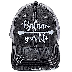 Women's Paddle Board Hats, Surfer Hats, Kayak Hats, Kayaking Hats, Paddling Hats Trucker Style Womens Hats (BHW-CP-Balance-Life)