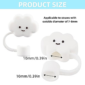 Straw Cover Cap Compatible with Stanley 40/30 oz The Quencher H2.0 Flowstate Tumbler with Handle Straw Topper for Stanley Cup Accessories (Straw Cover Cap - 10mm - 2 Packs - White Cloud)