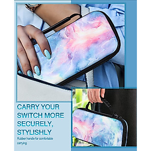 TiMOVO Carrying Case for Nintendo Switch OLED Model 2021 & Switch, Durable Hard Shell Game Storage Handbag Portable Travel Bag PU Pouch with Pocket for 10 Game Cards & Accessories, Dreamy Nebula