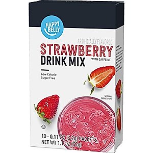 Amazon Brand - Happy Belly Drink Mix Singles, Strawberry with Caffeine, 1.1 ounce (Pack of 1) (Previously Solimo)