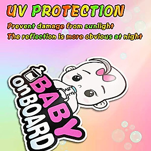 Dr.Kbder Baby On Board Sticker for Cars 2PCS, 6.5" by 6", Funny Baby Girl in Car Warning Stickers Cute Baby Accessory Stickers Sign, Baby Up in This B Sticker for Cars Bumper Car Decal