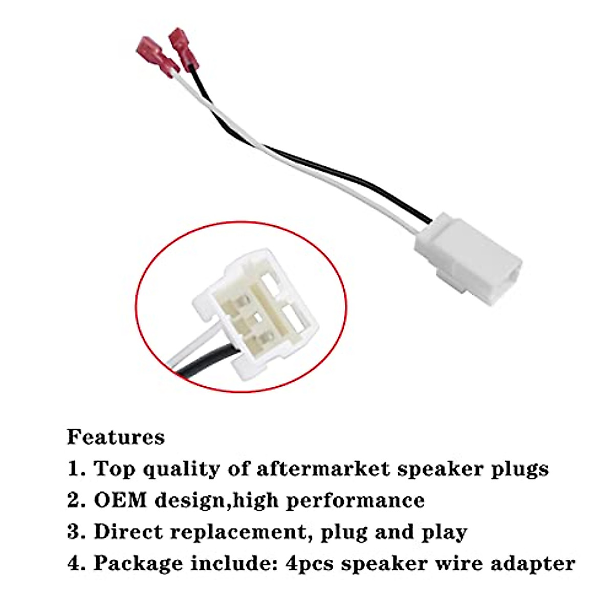 4 Pack Speaker Harness for Jeep Dodge Chrysler Models Front Rear Door Speaker Wiring Harness Adapter 72-6514 - Door Speaker Replacement Speaker Wire Harness