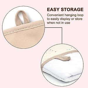 Silicone Oven Mitts and Pot Holders Sets, Heat Resistant Extra Long Silicone Oven Mittens with Hot Pads, Double Layer High Temperature Resistant Hot Pads and Oven Mitts Sets for Cooking, Grilling-Beig