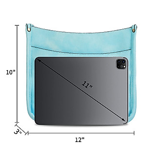 DYSHAYEN Women Crossbody Purse with Guitar Strap,Vegan Leather Zipped Pockets Handbag Shoulder Bag (Aqua Blue)