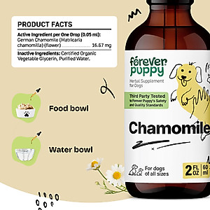 Chamomile Drops for Dogs - Gut & Digestive Health Supplements - Chamomile Flowers for Stomach Soothing - Dog Supplements & Vitamins for Gut Support & Gas Relief of All Breeds & Sizes - 2 fl oz