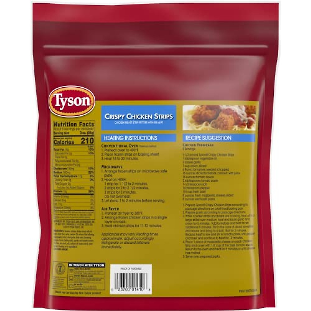 Tyson All natural Perfectly Crispy Chicken Breast Strips with Rib Meat - Fully Cooked - No Antibiotics Ever - 6 Pack (25 oz Each) - Ready Set Gourmet Donate a meal Program