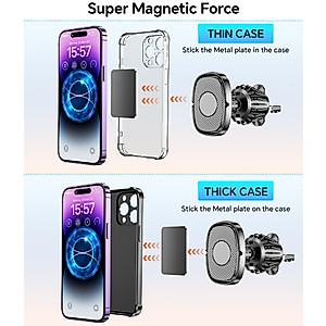 Kaistyle Magnetic Phone Holder for Car【Dash +Vent】 iPhone Magnetic car Mount for Cell Phone【Super Magnets】 Phone Holders for Your Car Magnetic Phone Mount Holder for All Smartphones & Tablet