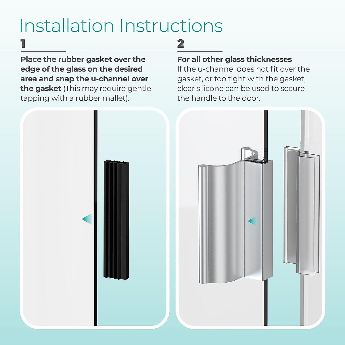 3-3/4" Bright Chrome Frameless Shower Door Handle with Metal Strike and 3" Magnet,Shower Door Magnetic Latch Kit Fits Glass Door Thickness 1/8", 5/32", 3/16" and 1/4",Shower Door Replacement Parts