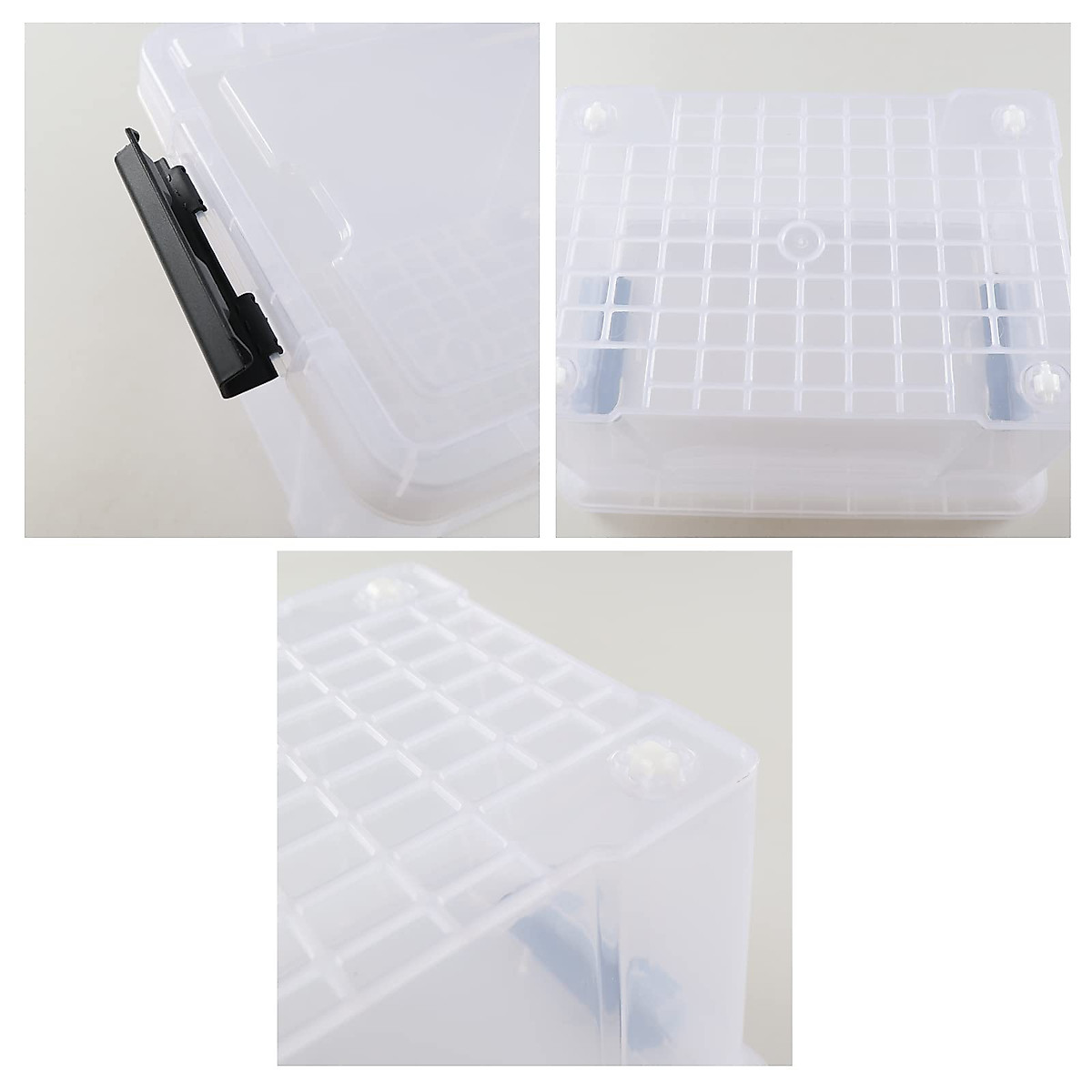 Sandmovie 22 Quart Plastic Clear Storage Box with Wheels, Plastic Latching Bins with Lids, 6 Pack