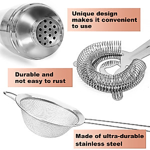 27-Piece Bartender Kit Cocktail Shaker Set | Stainless Steel Bar Set with Bamboo Stand Bar Tools Cocktail Kit for Christmas Drink Mixing,Home Bar Party Gift Bartending Kit Grey