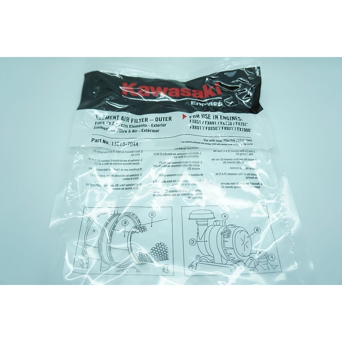 Lawnmowers Parts Genuine OEM Kawasaki 11013-7044 Outer Air Filter Fits FX651 FX691 FX730