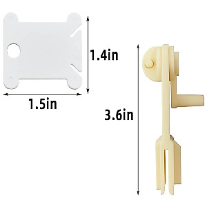 120 Pcs Plastic Floss Bobbins with 1 Pcs Bobbin Winder for Cross Stitch Embroidery Cotton Thread Embroidery Floss Thread Craft DIY Sewing Storage Thread Organizer Holder Embroidery DIY Cards (White)
