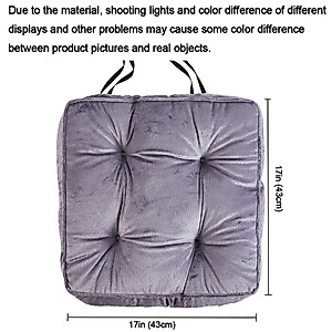 Big Hippo Chair Pads Square Chair Cushion with Ties Soft Thicken Seat Pads Cushion Pillow for Office,Home or Car Sitting 17" x 17"(Grey)