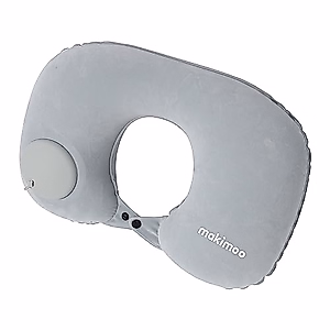 Makimoo Inflatable Travel Pillow, Neck Pillow for Travel, Inflatable Neck Pillow for Travel, Plane Pillow, Blow Up Pillow, Airplane Pillow for Neck, Waist, Back and Camping Cushion (Grey)