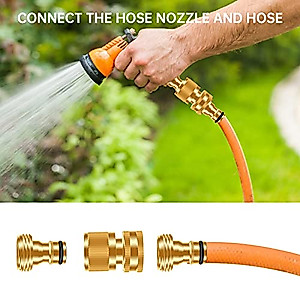 FRQNTKPA Garden Hose Quick Connector, No-Leak 3/4 Inch GHT Thread Fitting Water Hose Female Adapter and Male Adapter, Heavy-Duty Rust Resistant Brass Water Pipe Connect, Easy to Use ( 14 Pack ）