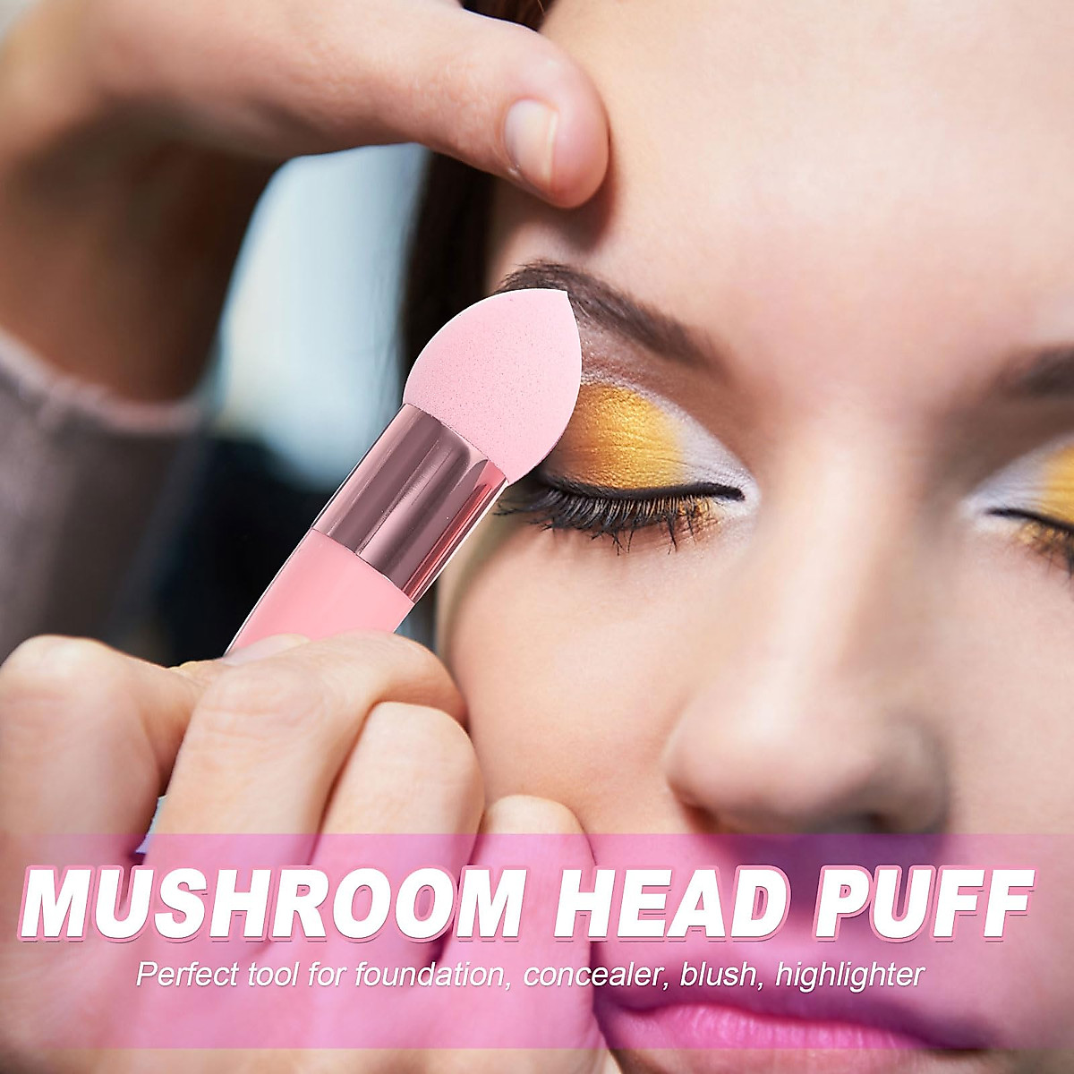 3Pcs Makeup Sponge Beauty Foundation Blending Sponge Makeup Sponge Wedge Foundation Sponges with Handle Cosmetic Professional Beauty Sponge Pink