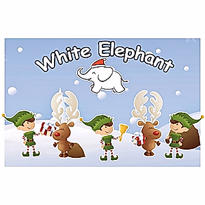 Apostrophe Games White Elephant Card Set, 50 Christmas Themed Cards and Carrying Pouch, White Elephant Exchange Card Set
