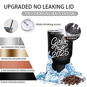 Girls Trip 2025 Gym Tumbler With Lids,Gifts For Mothers,Stainless Steel Wine Tumbler With Lid For Home