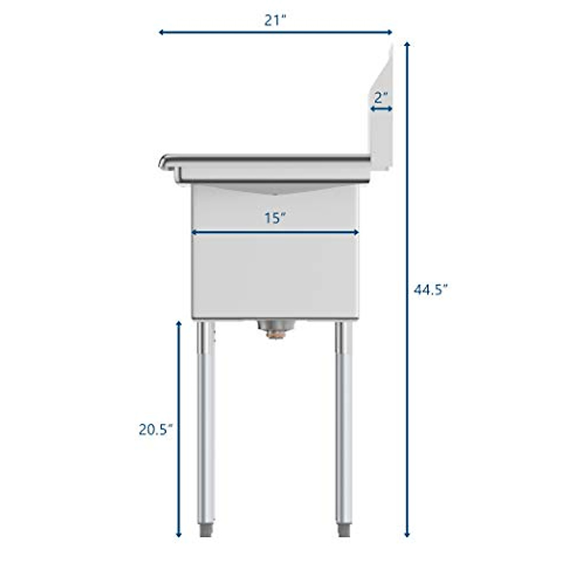 KoolMore 2 Compartment Stainless Steel NSF Commercial Kitchen Prep & Utility Sink with 2 Drainboards - Bowl Size 15" x 15" x 12", Silver,SB151512-15B3