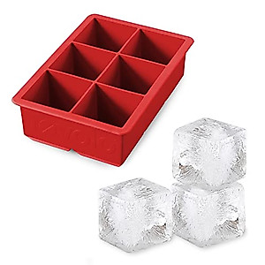 Tovolo, Large King Craft Ice Mold Freezer Tray of 2" Cubes, BPA-Free Silicone, Single, Candy Apple