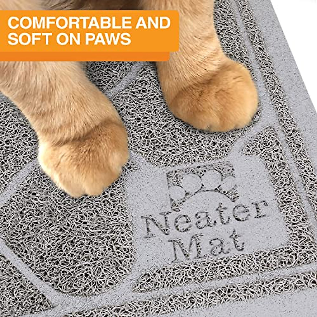 Neater Pets Neater Mat Litter Trapping Mat, Thick & Durable Material Catches Mess from Kitty Litter Box to Protect Floors, Soft on Cats Paws, Anti-Skid Backing, Easy to Clean, Grey, 20" x 30"