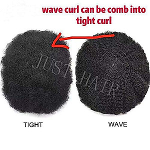 Curve Hair Afro Curl Mens Toupee Full Poly Skin Skin PU Injection Human Hair Replacement Systems African American THIN SKIN Man Weave Hair Unit 8X10inch (8"X10", 1Jet Black-10mm Wave Curl)