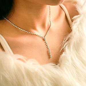 Unicra Bride Silver Bridal Necklace Earrings Set Crystal Wedding Jewelry Set Rhinestone Choker Necklace for Women and Brides (3 piece set - 2 earrings and 1 necklace)(A Silver)