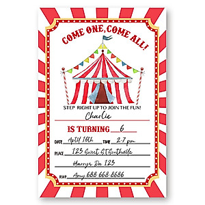 Carnival Circus Birthday Party Invitations Card For Kids, Carnival Circus Party, Circus Birthday Invitation. (061)Carnival Circus Birthday Party Invitations Card For Kids, Carnival Circus Party,
