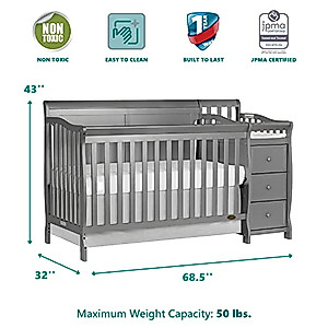 Dream On Me 5-in-1 Brody Full Panel Convertible Crib with Changer