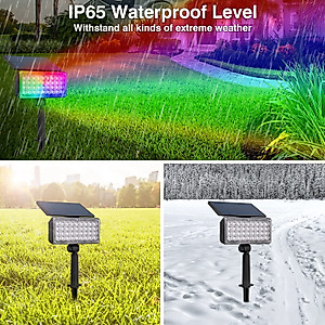 LINQELLY RGB Solar Spotlights, Solar Color Spot Lights Outdoor, 36 LED Solar Spotlights Outdoor Waterproof Landscape Spotlight for Garden Yard Lawn Path 4 Pack