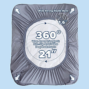 ELVEN HOME King Mattress Pad Extra Thick for Back & Hip Pain Relief, Pillow Top Cooling Mattress Topper Deep Pocket, Hotel Quality Down Alternative Mattress Pad Cover Quilted Fitted, Grey