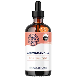 Vimergy USDA Organic Ashwagandha Liquid Extract, Trial Size - 27 Servings – Stress Supplement Drops – Adaptogen - Supports Cognitive Function – Sleep Support – Alcohol-Free, Non-GMO, Vegan (55 ml)