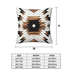 Tribal Aztec Western Wooden Native American Indian Farmhouse Throw Pillow Covers 18x18 in Pillow Case Soft Cushion Pillow Covers Set of 2 for Sofa Bed Bedroom Living Room Home Decor