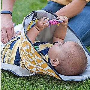 SnoofyBee - Portable Baby Changing Station: Compact, Clean-Hands Design with Dual Storage Pockets - Waterproof & Stylish (Grey Arrow)