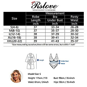 RSLOVE Sexy Lingerie Robe Set for Women 3 Piece Lace Kimono with Bra and Panty Sheer Sleepwear Navy Blue L