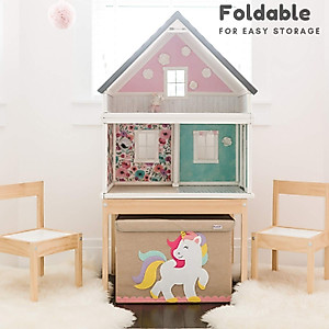 Hurricane Tots Large Toy Chest. Canvas Soft Fabric Children Toy Storage Bin Basket with Flip-top Lid. Collapsible Gray Toy Box for Kids, Boys, Girls, Toddler and Baby Nursery Room