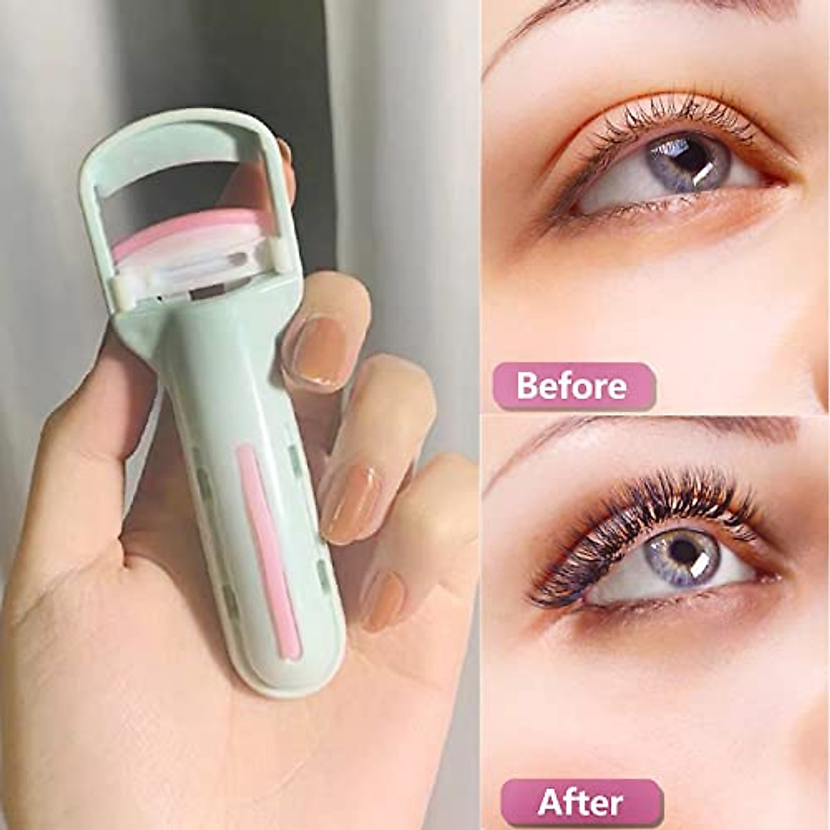 Eyelash Curler Professional Lash Curler Tool with 4 Extra Silicone Replacement Pads Portable Plastic Eye Lash Curler in Beauty & Personal Care Eyelash Curlers Green