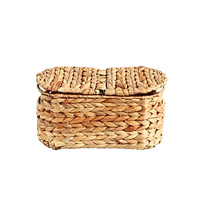 Eden Grace Handmade Oval Woven Wicker Basket with Lid - Stylish Storage Solutions for Home Organization Large