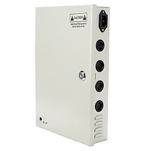 Xenocam 18 Channel Port 12V DC 20 Amp Amper with Glass Tube Fuse Distributed Power Supply Box for CCTV DVR Security System and Camera or Cameras