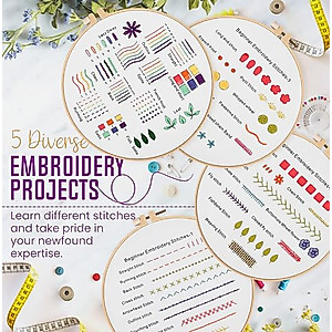 ARTIFICAY 4Set Embroidery kit for Beginners with Embroidery Patterns, Embroidery Kits for Kids, Needlepoint Kits for Beginners, Beginner Embroidery kit for Adults, Ideal Hand Embroidery kit to Learn