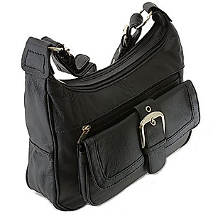 Womens Genuine Leather Shoulder Bag Tote Organizer Purse Hobo Handbag Black